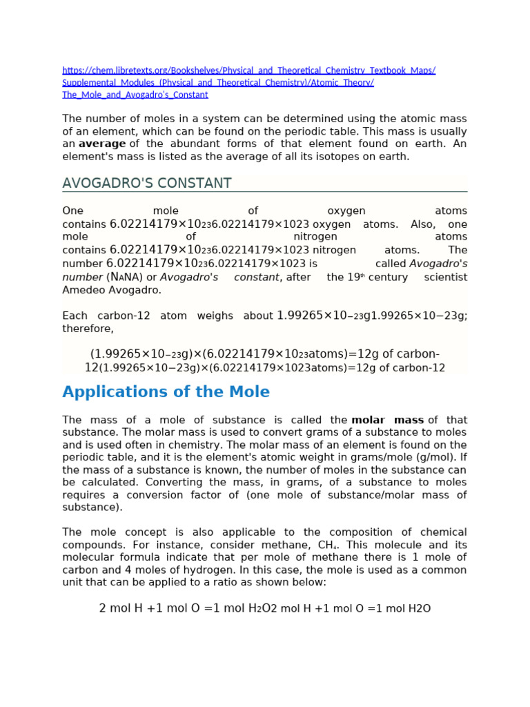 Atoms, Bonds, Periodic Tables With Examples | PDF | Mole (Unit) | Molecules