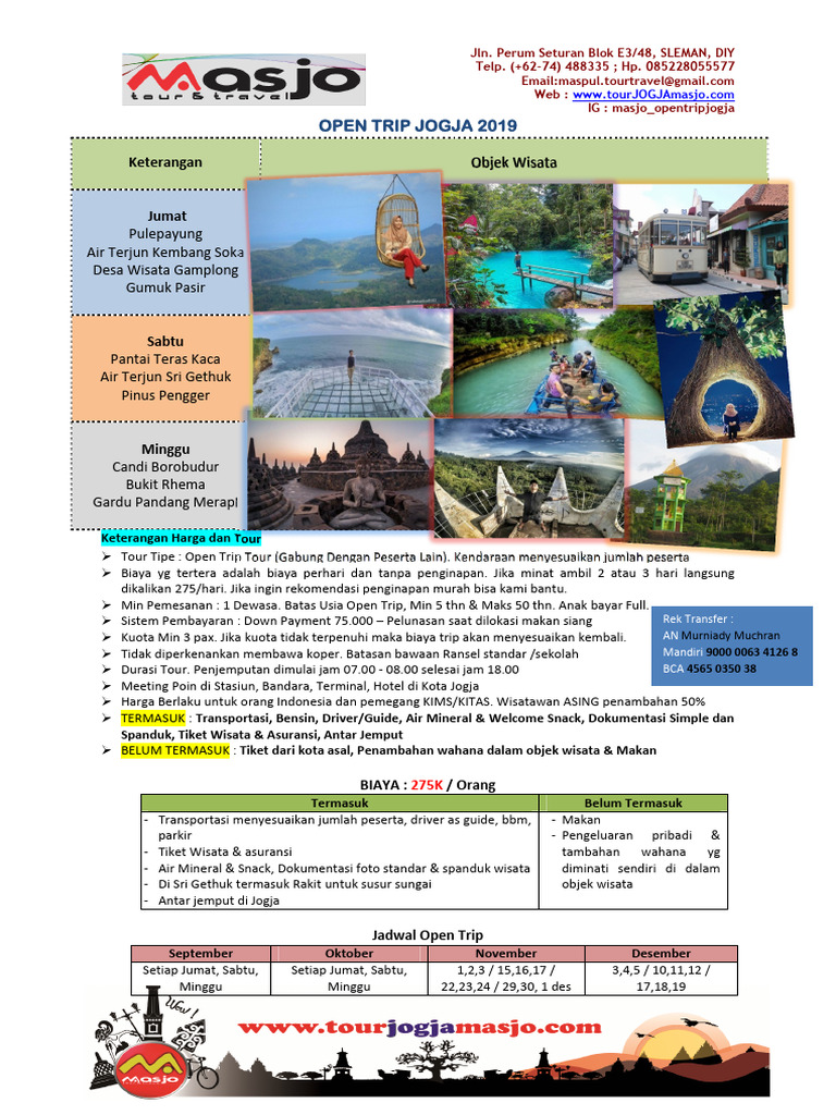 Open Trip Jogja 2019: Info & Harga | PDF
