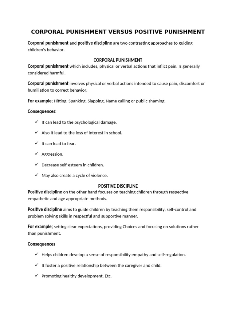 Corporal vs. Positive Punishment Explained | PDF