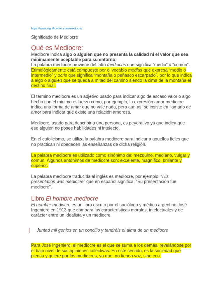 3b Mediocre - Significado | PDF