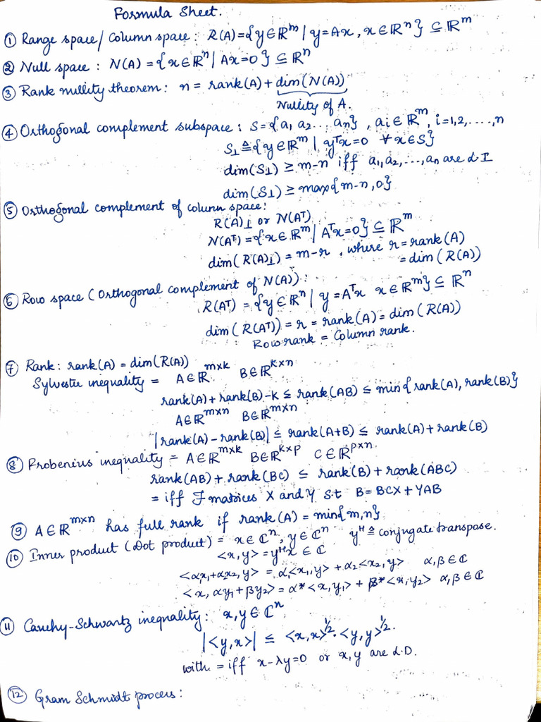 Linear Algebra Formula | PDF