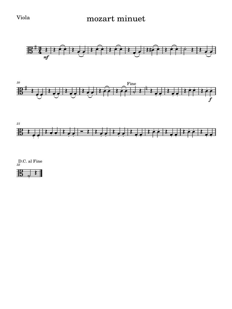 Mozart Minuet Viola | PDF