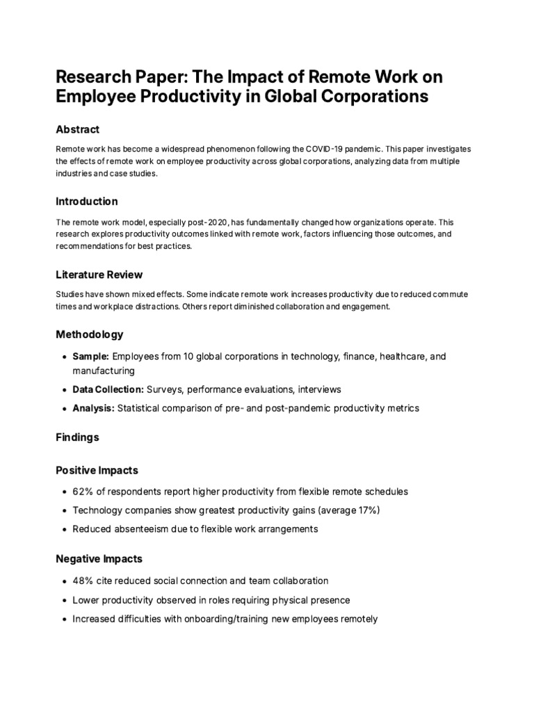 Remote Work Productivity Paper | PDF | Survey Methodology | Business