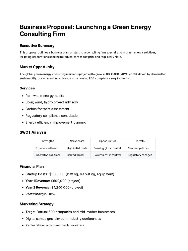 Green Energy Consulting Firm Proposal | PDF