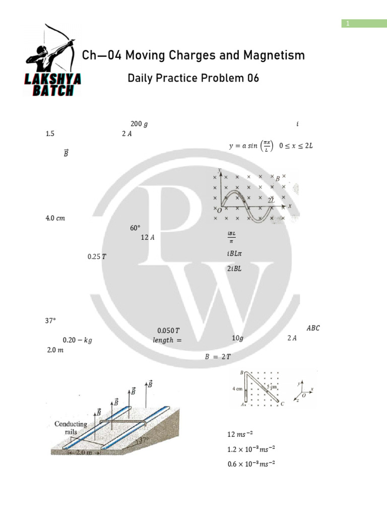 Moving Charges & Magnetism DPP-6 Lec-15 @physicswallahlakshyavideos Physicswallahlakshyavideos ...