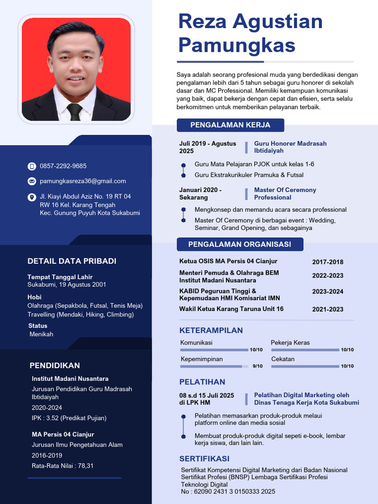 Profil Reza Agustian: Guru dan MC Profesional | PDF