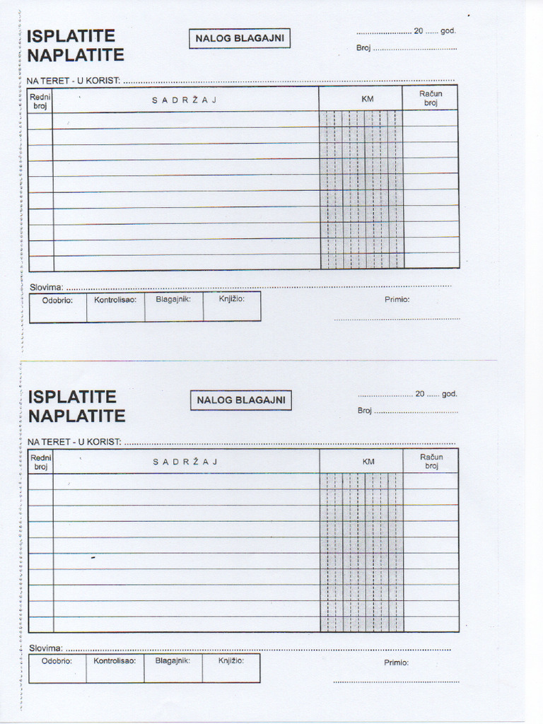 16) Nalog Blagajni | PDF