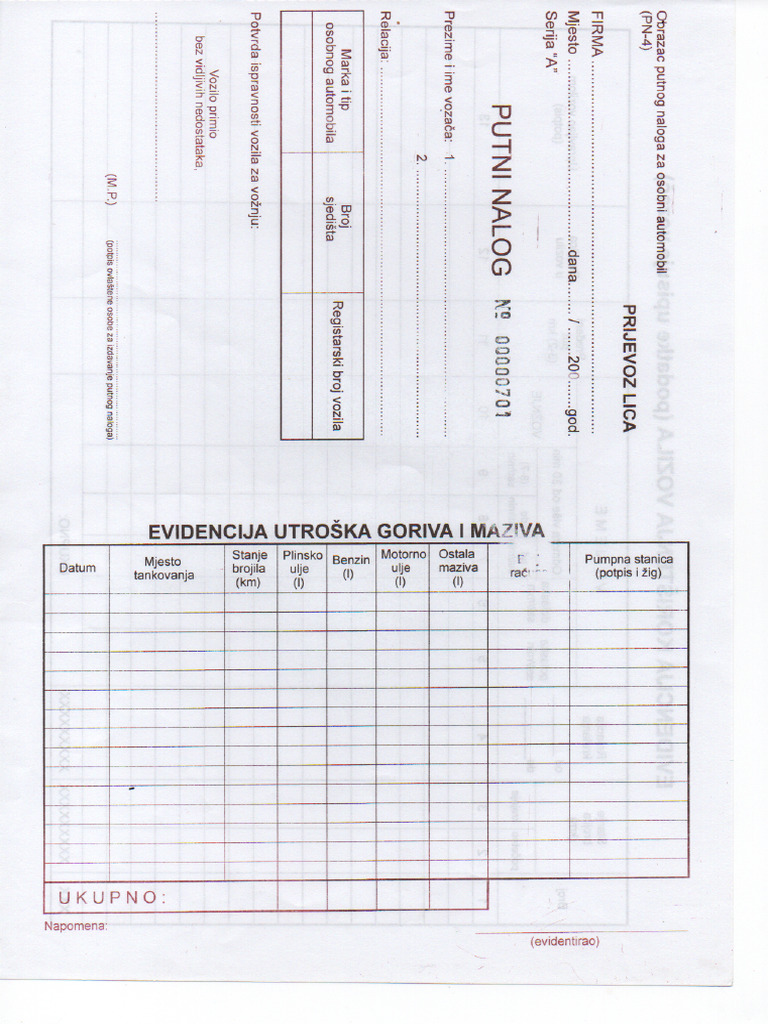 14) Putni Nalog Obrazac 2 - 2. STR | PDF