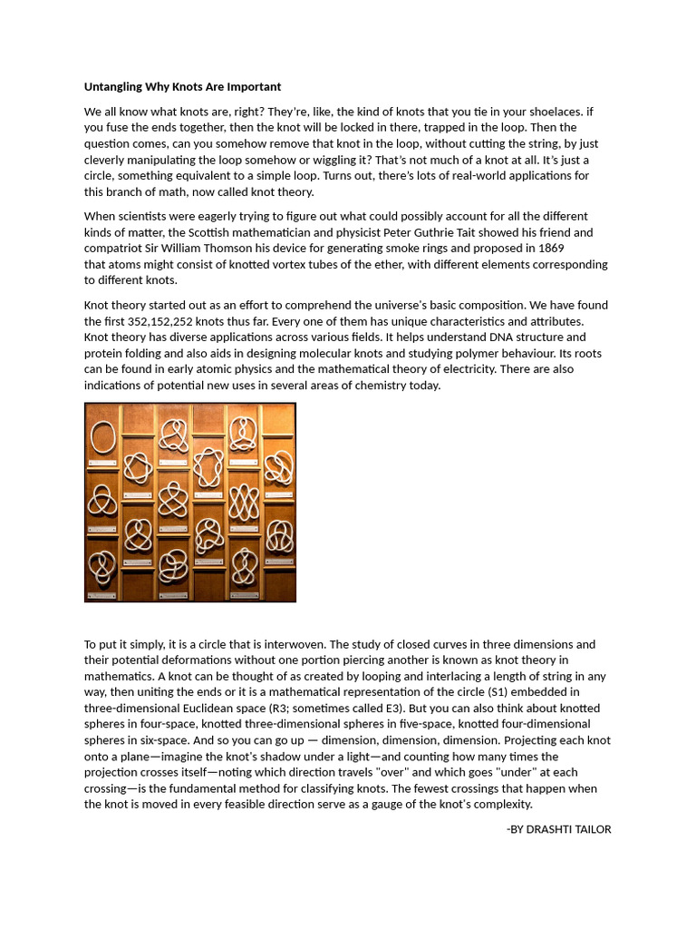 Importance of Knot Theory Explained | PDF | Dimension | Mathematics