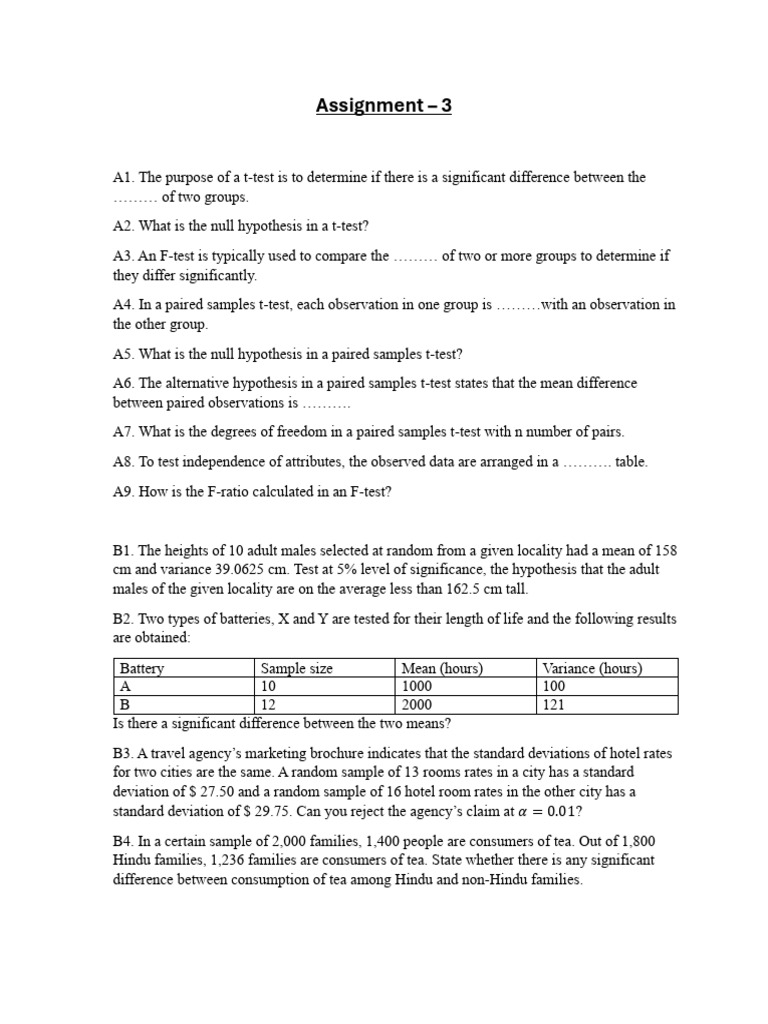 Statistical Tests and Hypothesis Analysis | PDF | Student's T Test | F Test