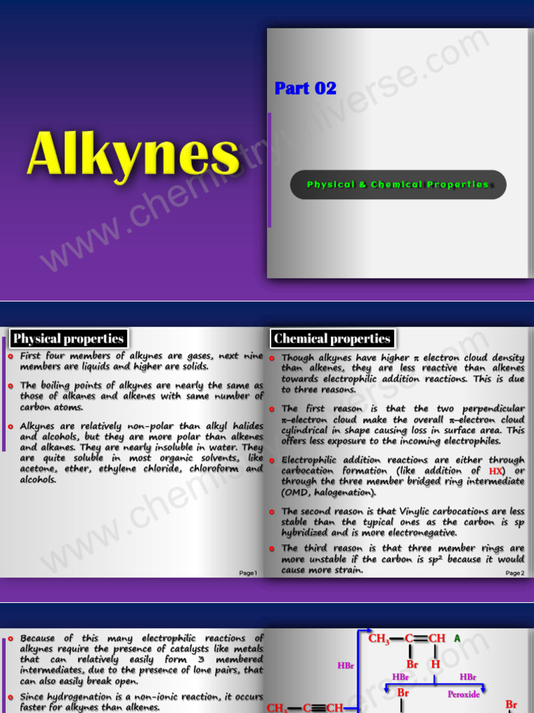 Alkynes-Part 2-Physical and Chemical Properties | PDF | Alkene ...