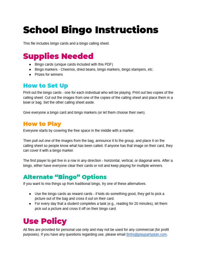 Back To School Bingo Final | PDF