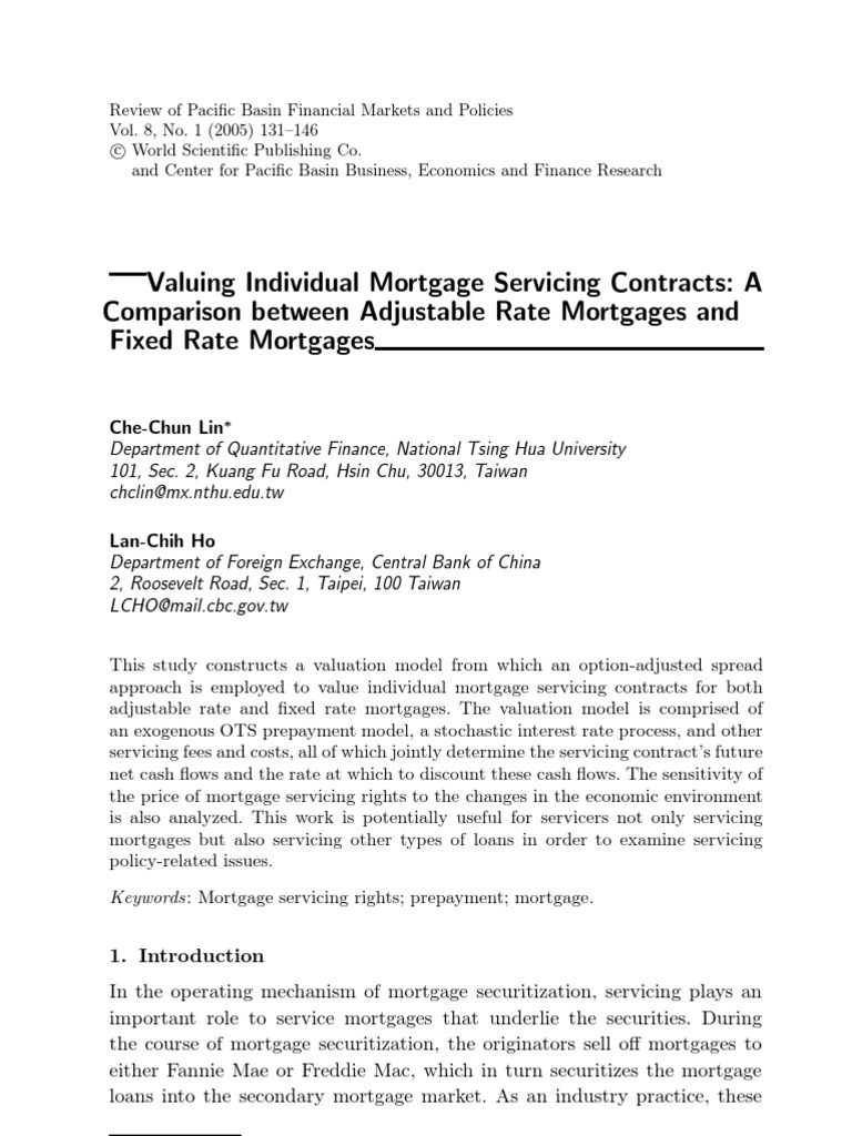 OTS Prepay and Valuing Individual Mortgage Servicing Contracts - A ...