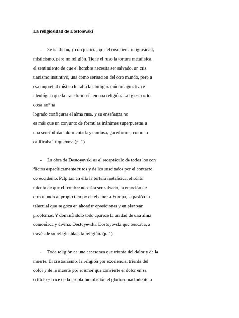 Religiosidad y búsqueda en Dostoievski | PDF | Amor | Dios