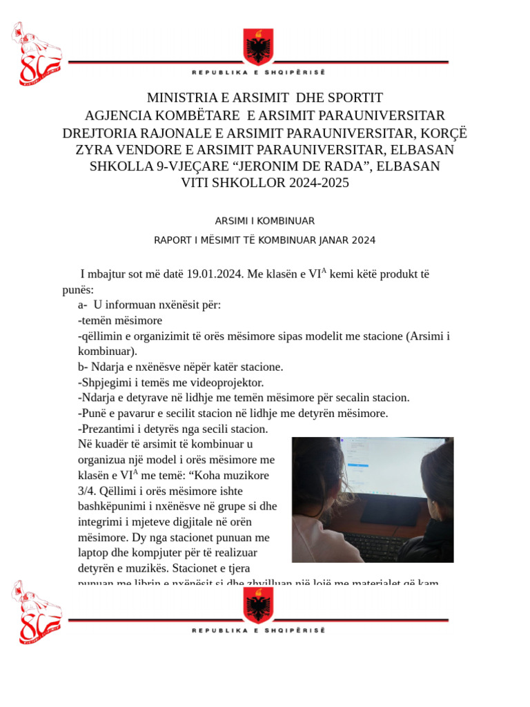 Arsimi I Kombinuar Raport | PDF