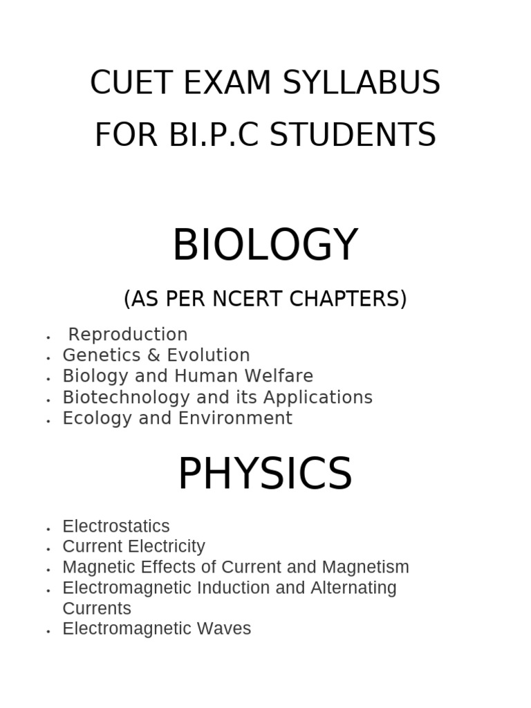 Cuet Exam Syllabus | PDF