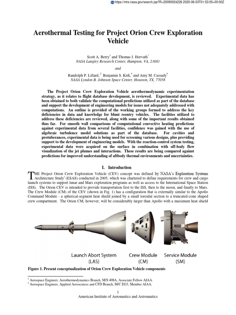 Aerothermal Testing for Orion CEV | PDF | Atmospheric Entry ...