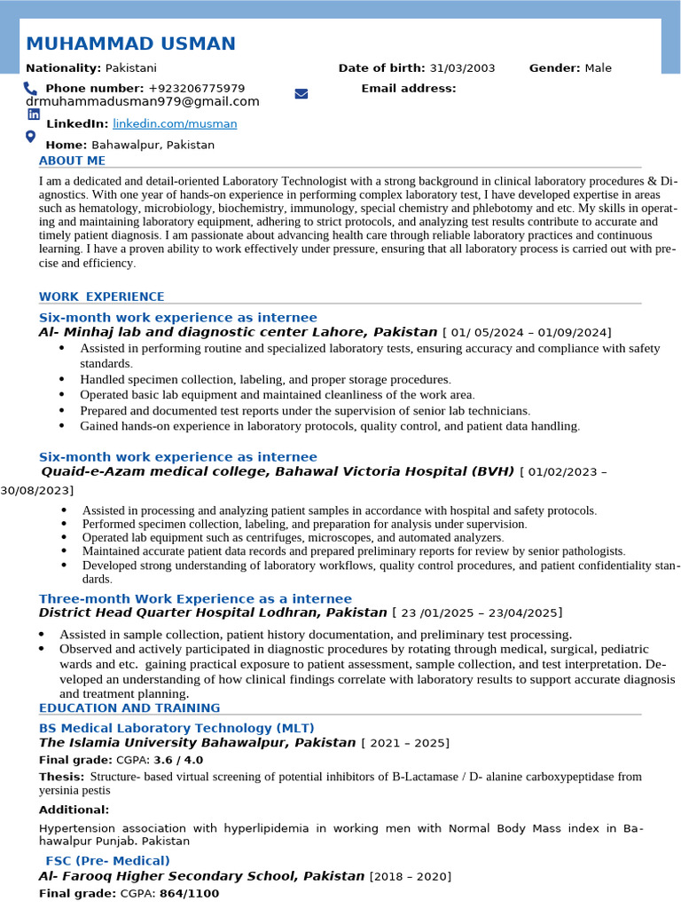 Muhammad Usman | PDF | Medical Specialties | Clinical Medicine