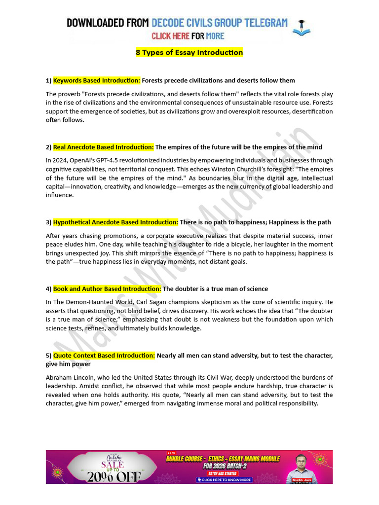 8 Types of Essay Introduction | PDF | Science | Essays