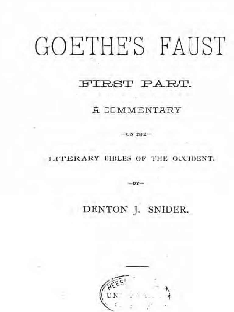 Goethe's Faust - First Part - A Commentary | PDF | Faust | Protestantism