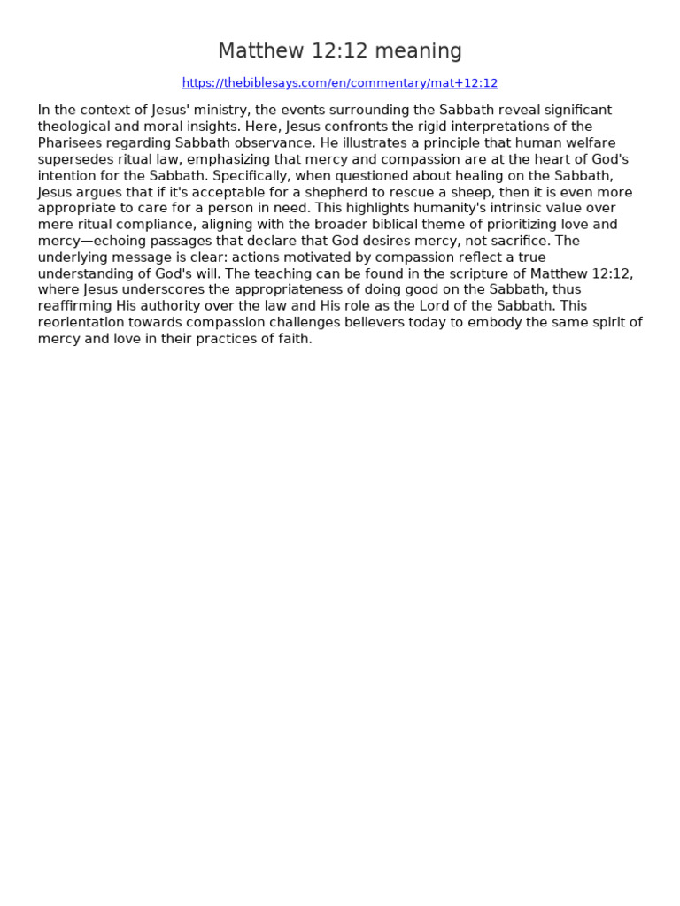 Matthew 12 12 Meaning | PDF