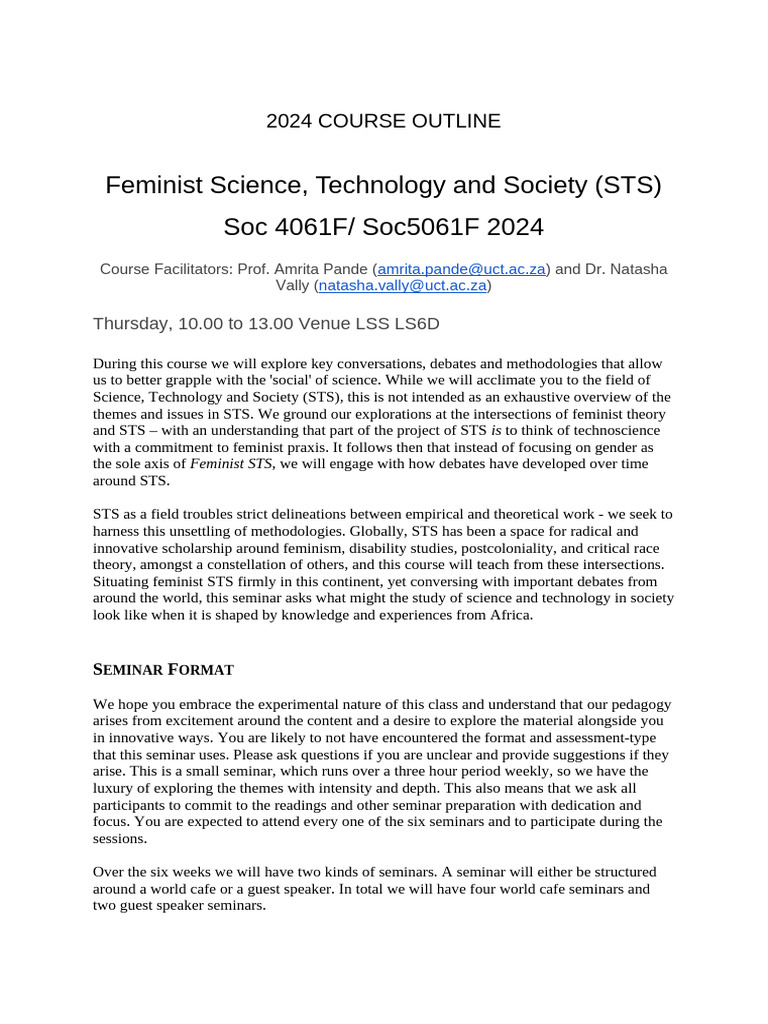 Feminist Science and Technology Studies 2024 | PDF | Feminist Theory ...