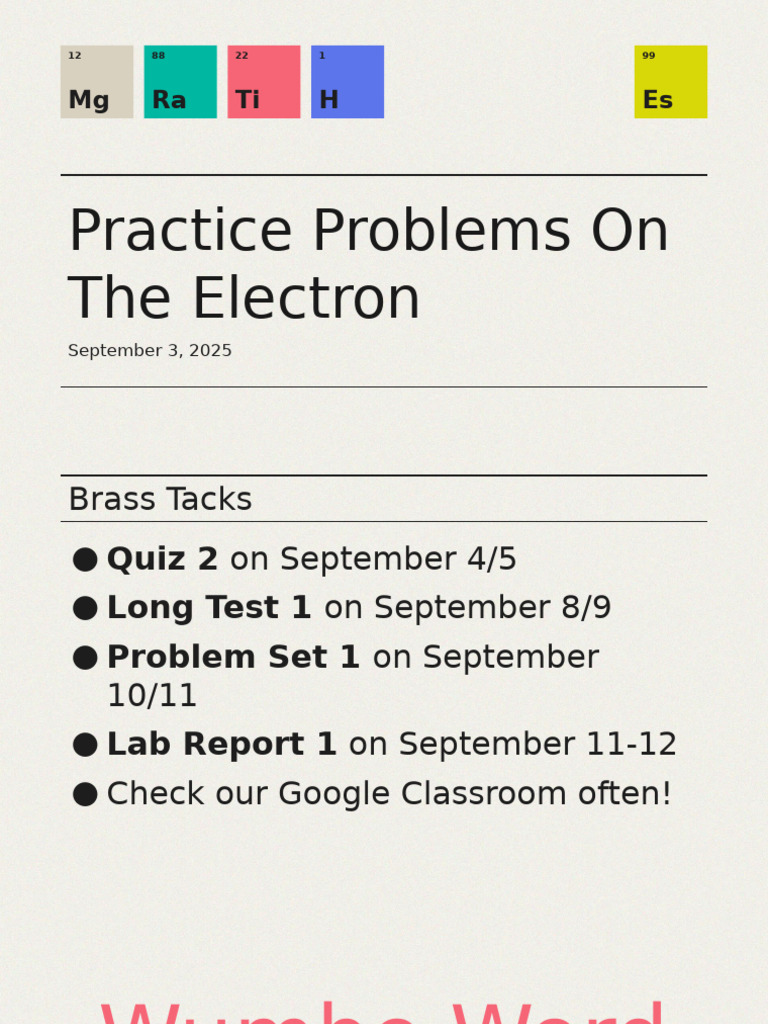 2.04 Practice Problems On The Electron | PDF | Electron Configuration ...