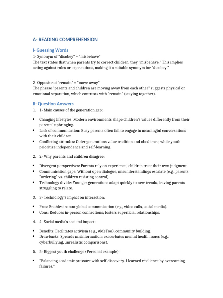 Generation Gap and Youth Challenges | PDF | Communication ...