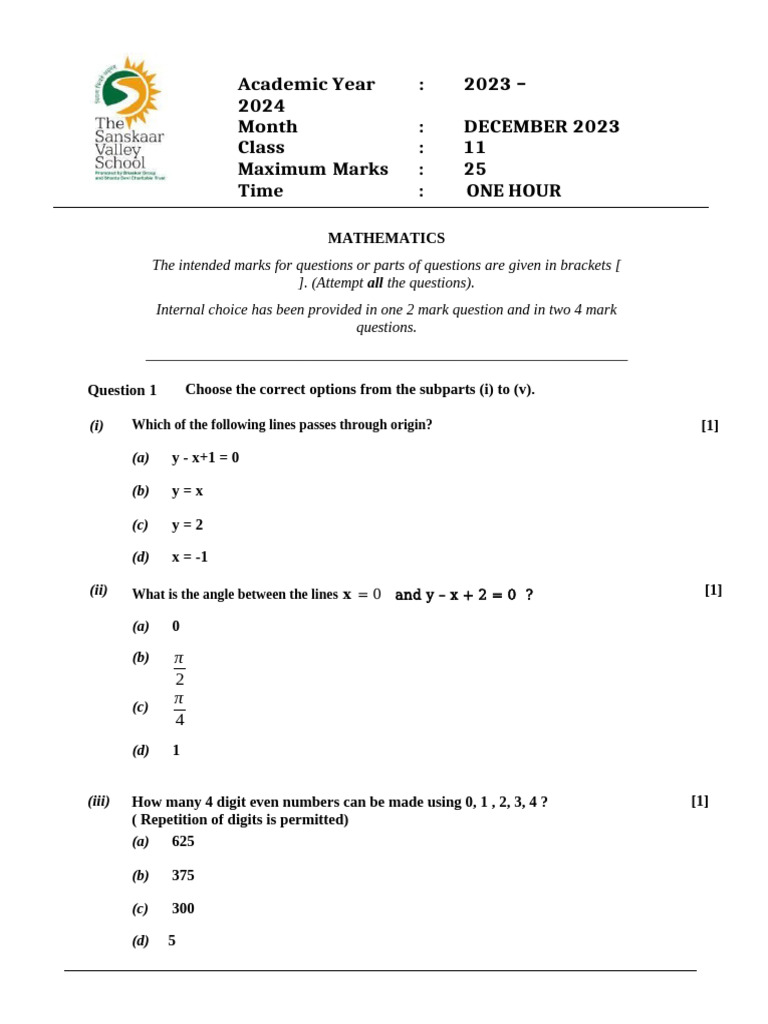 CAS-Maths Class 11 Dec 6 | PDF | Mathematical Concepts | Algebra