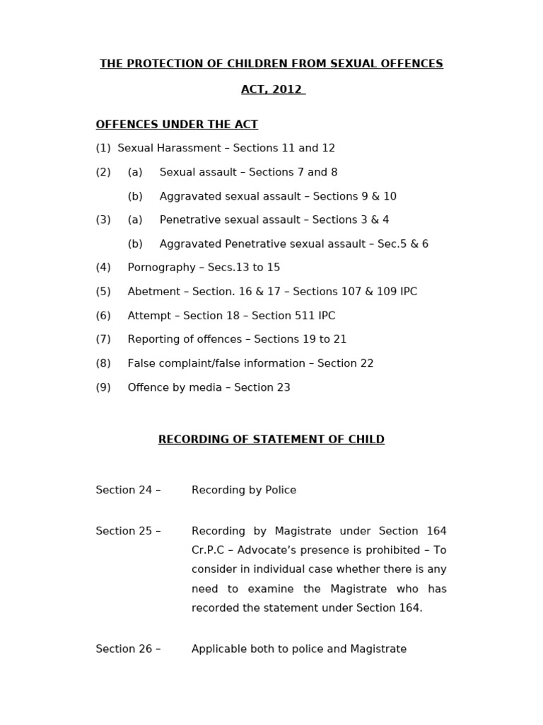 The Protection of Children From Sexual Offences Act | PDF | Burden Of ...