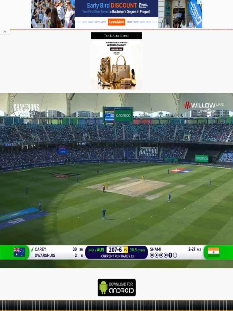 TouchCric India Vs Australia Live Cricket Streaming Champions Trophy ...