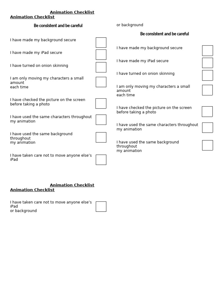 Animation Production Checklist | PDF
