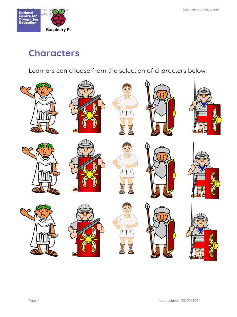 Lesson 3 - A1 Resource - Characters | PDF