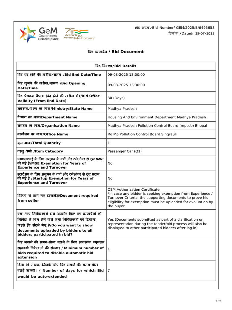 GeM Bidding 8137718 | PDF | Procurement | Taxes