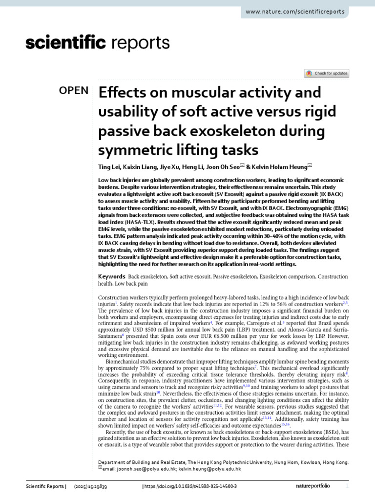 Effects On Muscular Activity and Usability of Soft Active Versus Rigid ...