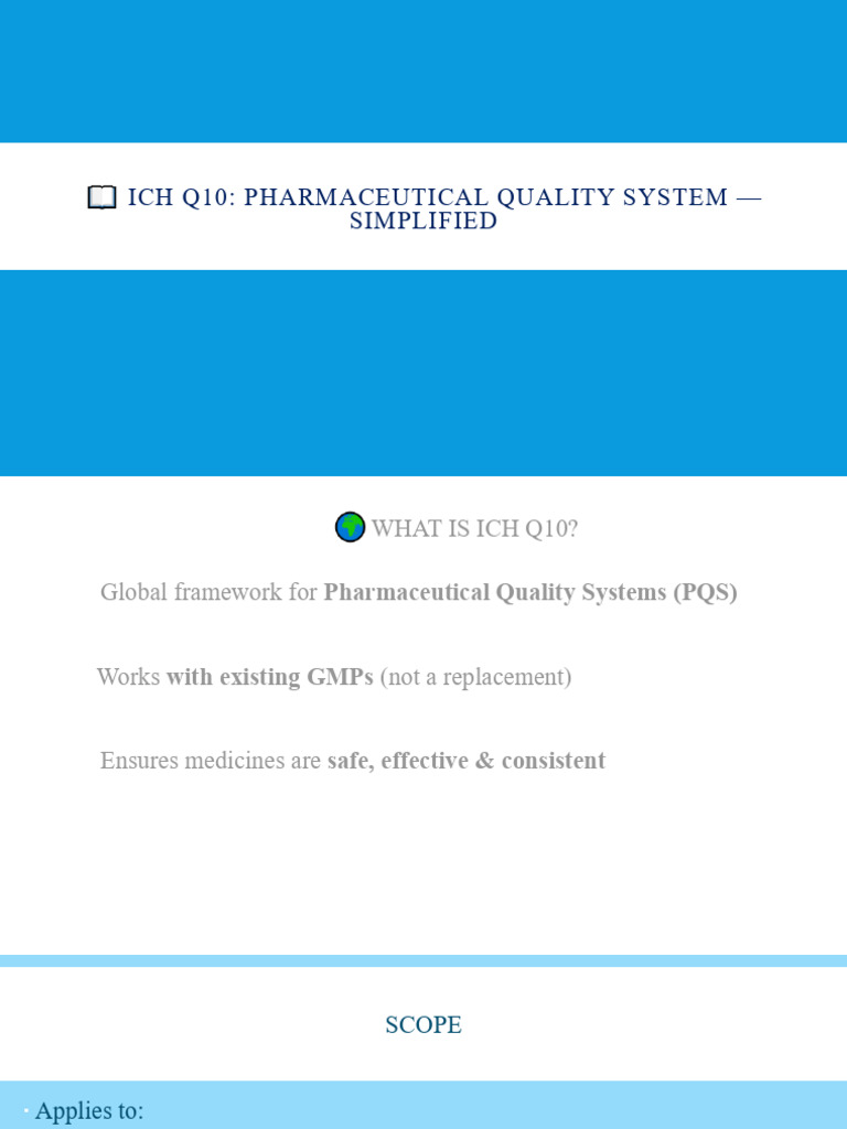 ICH Q10: Enhancing Pharmaceutical Quality | PDF