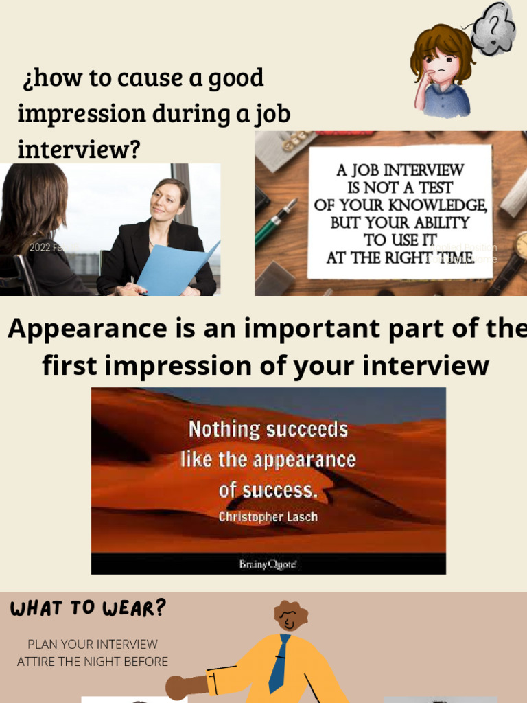 Presentation ¡How To Cause A Good Impression During A Job Interview. | PDF