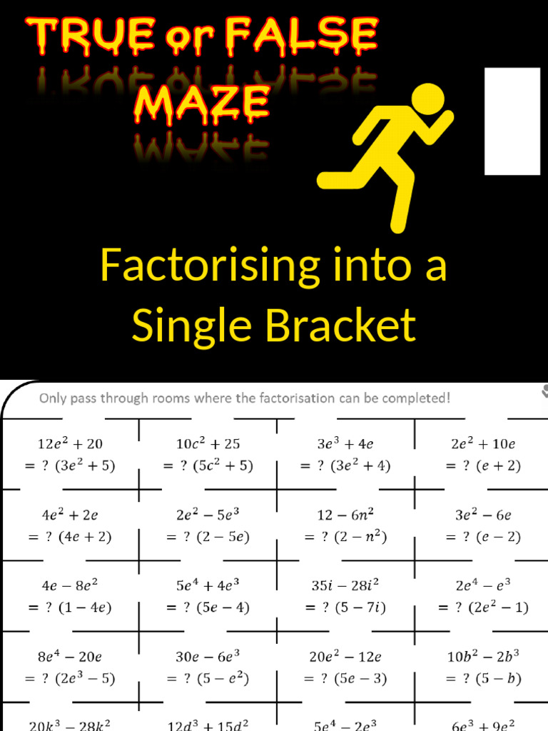 Factorising Single Bracket With Indices True or False Maze | PDF