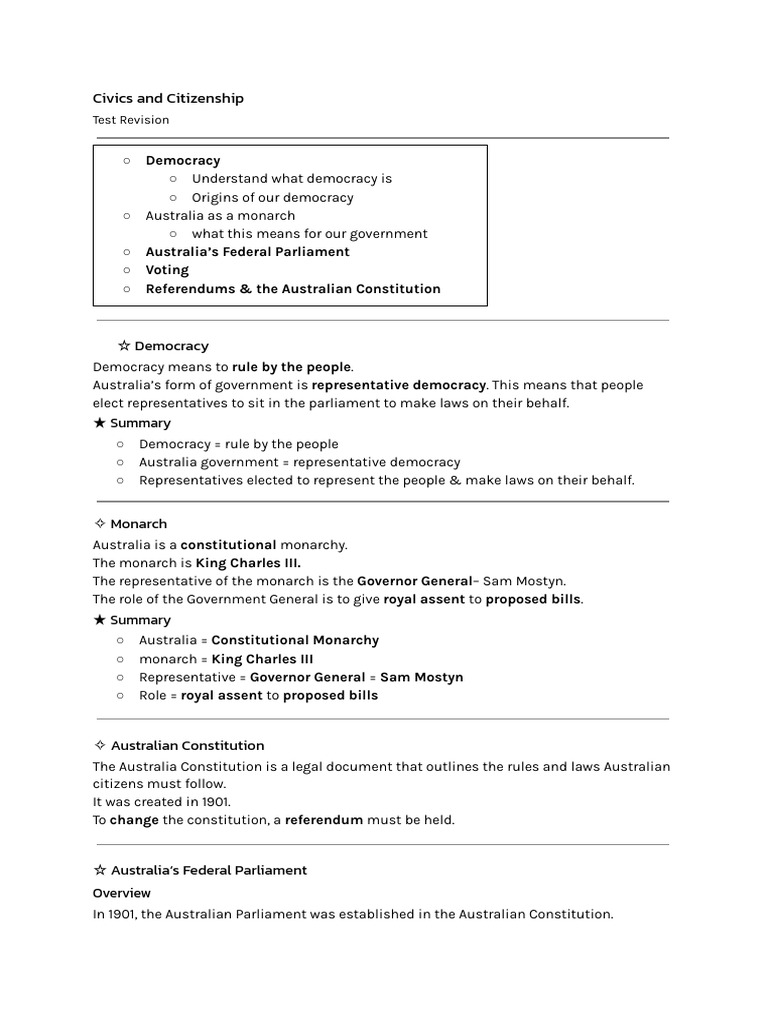 Humanities, Civics & Citizenship: Australia | PDF | Democracy ...