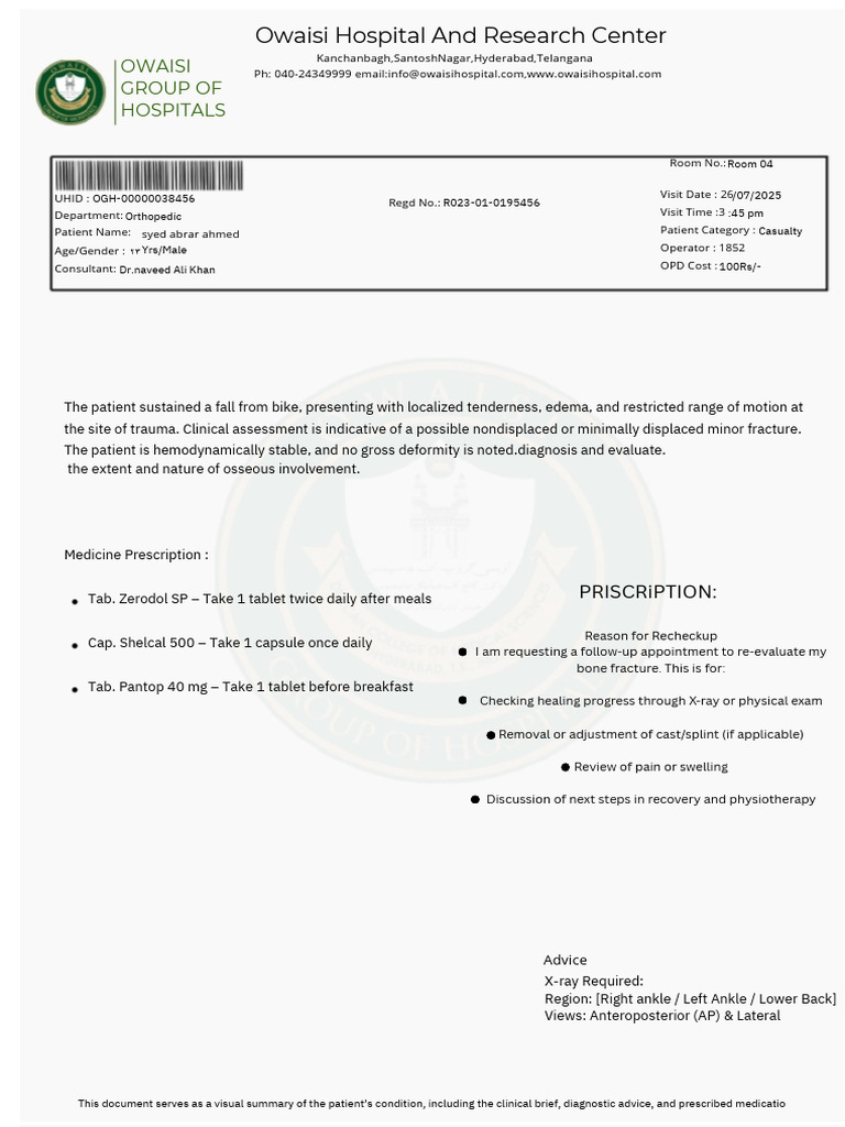 Owaisi Hospital Patient Summary Report | PDF | Health Care | Diseases ...