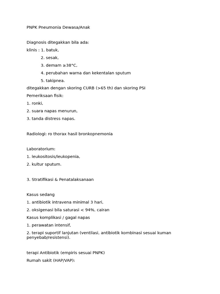 PNPK Pneumonia Dewasa | PDF