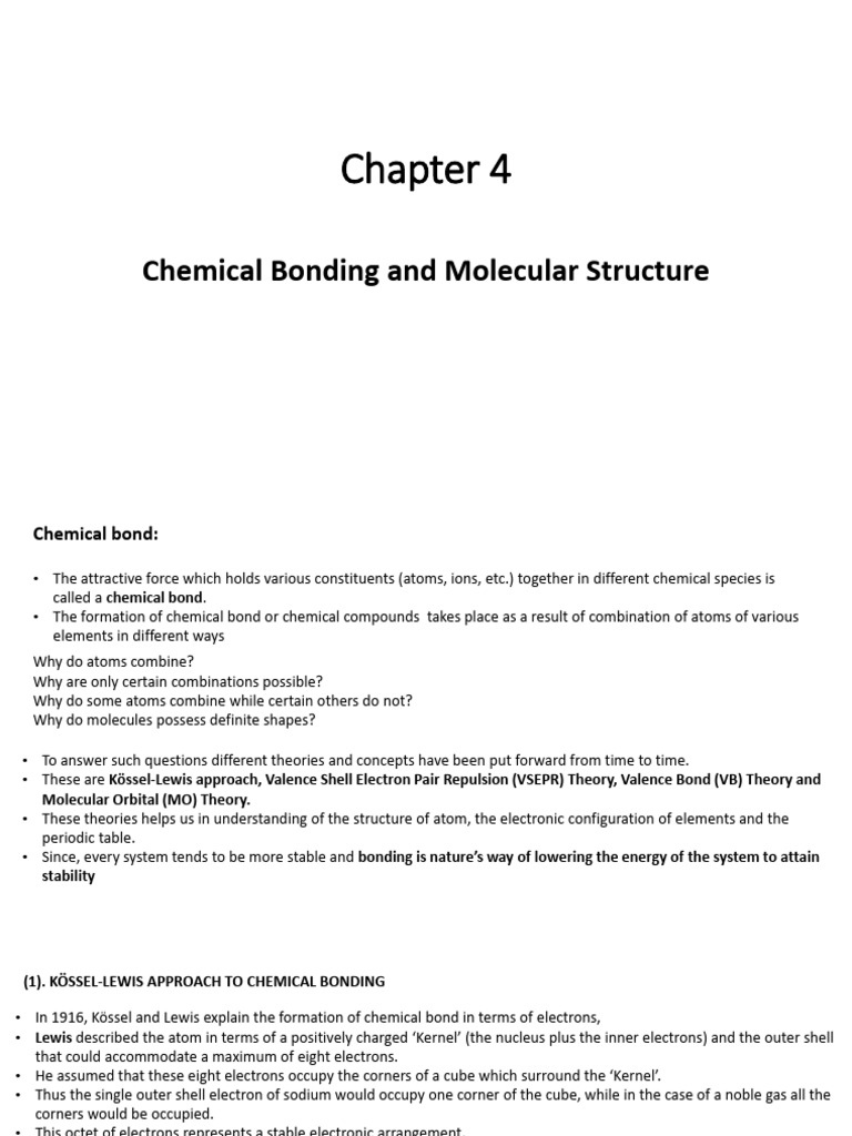 Understanding Chemical Bonding Concepts | PDF | Chemical Bond | Ionic ...