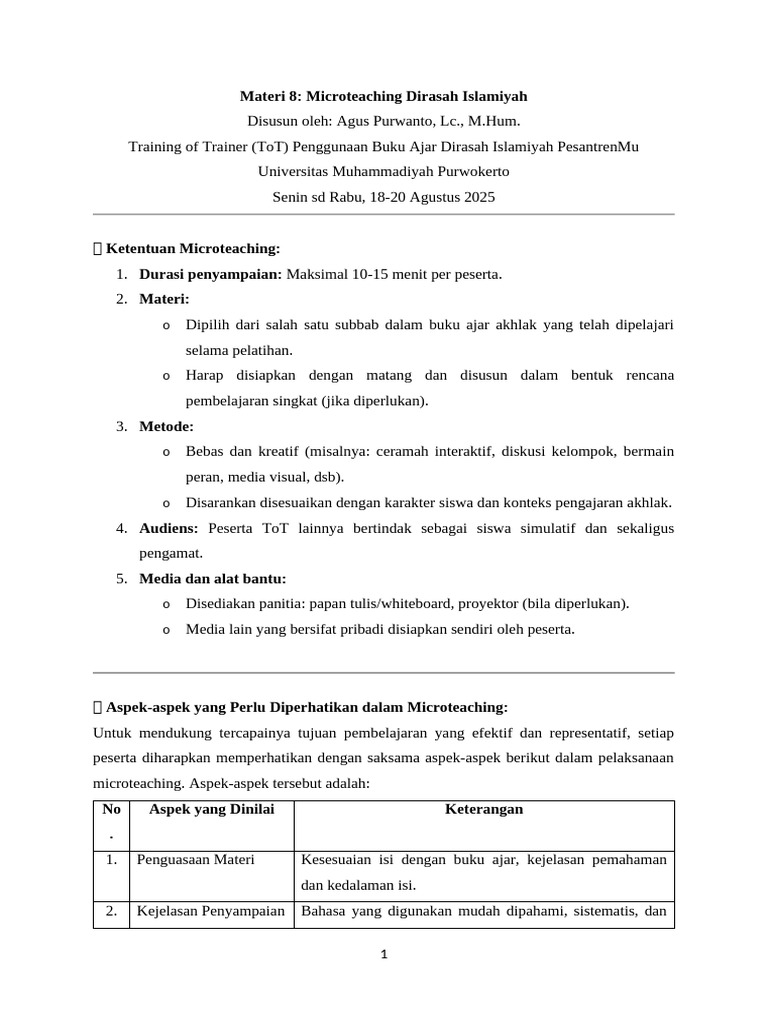 Materi 8 Microteaching Dirasah Islamiyah | PDF