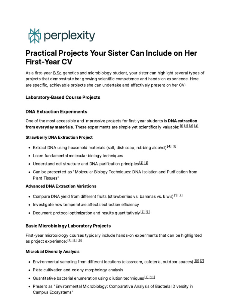 First-Year Genetics & Microbiology Projects | PDF | Genetics | Dna ...
