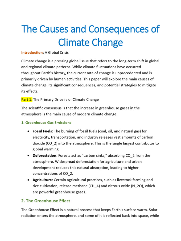 The Causes and Consequences of Climate Change | PDF | Climate Change ...