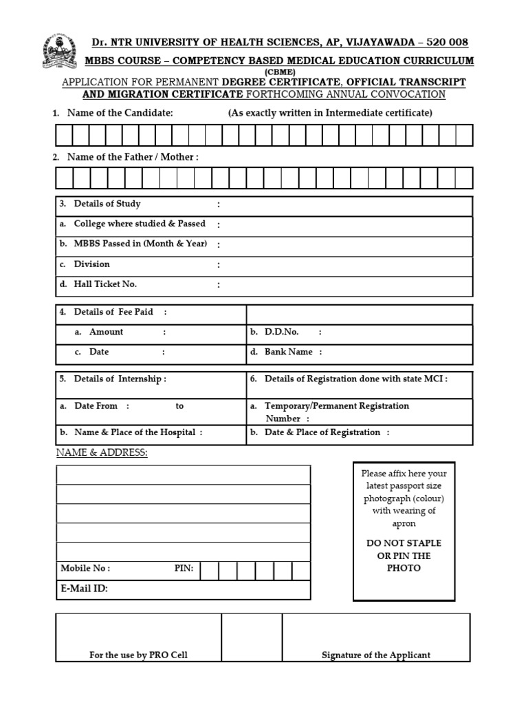 MBBS Degree Certificate Application Guide | PDF | Health Care | Medicine