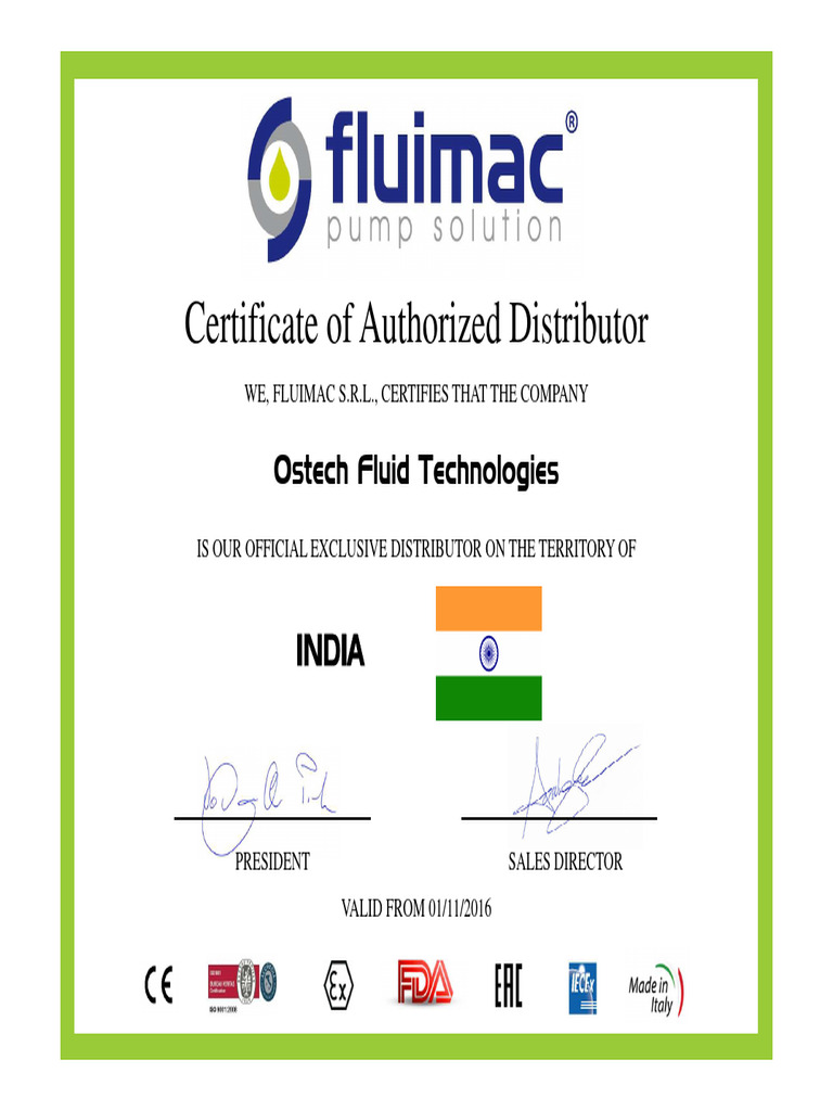 Fluimac Authorization Certificate | PDF