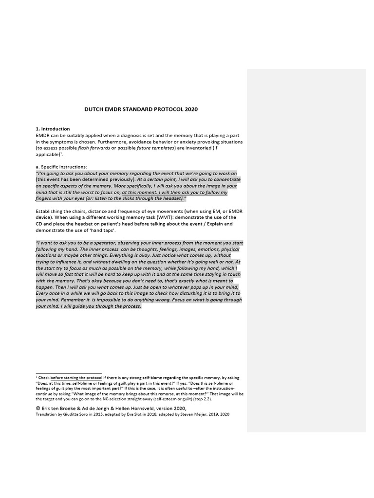 2020 Emdr Worksheet Extended Dutch Version | PDF | Eye Movement ...