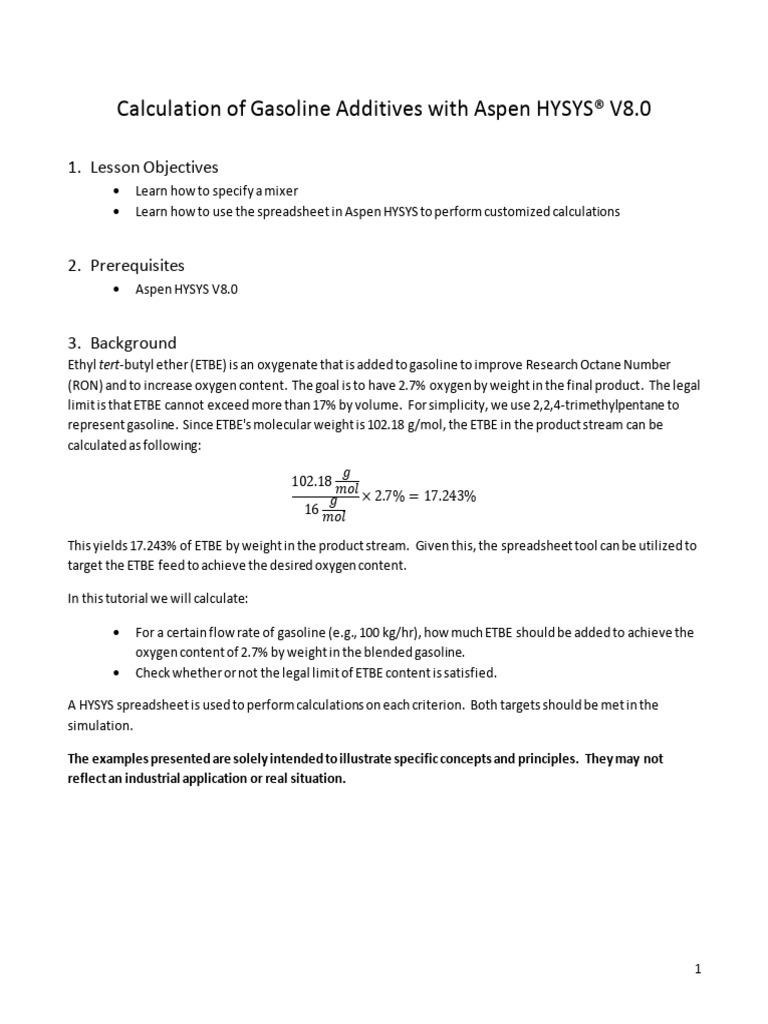 Gasoline Additive Calculation Guide | PDF | Gasoline | Spreadsheet
