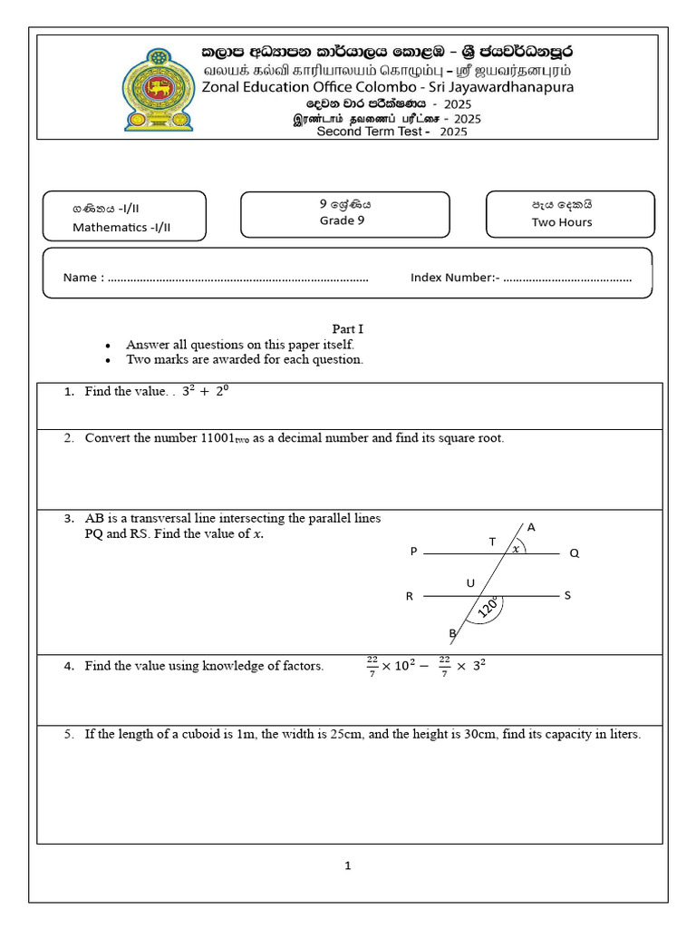 Grade 9 Maths (EM) | PDF | Angle | Classical Geometry